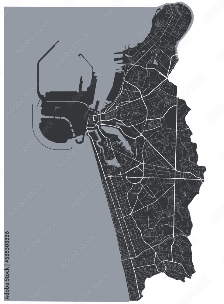 Colombo vector map. Detailed black map of Colombo city poster with ...