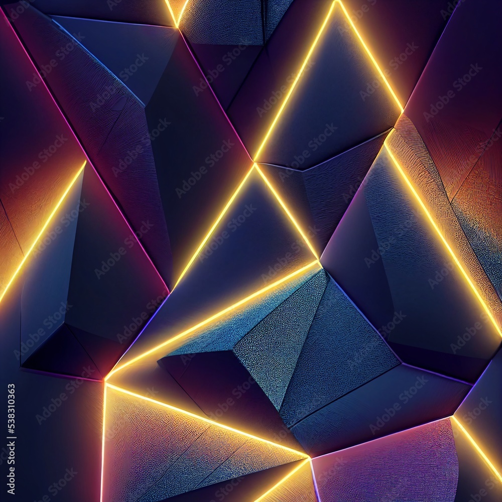 abstract colorful glowing structure, neon, background, modern, triangel ...