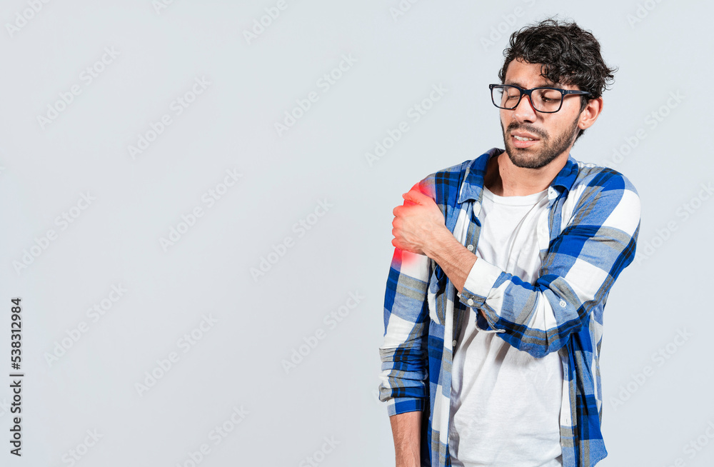 People with upper arm pain isolated, Man with upper arm muscle pain ...