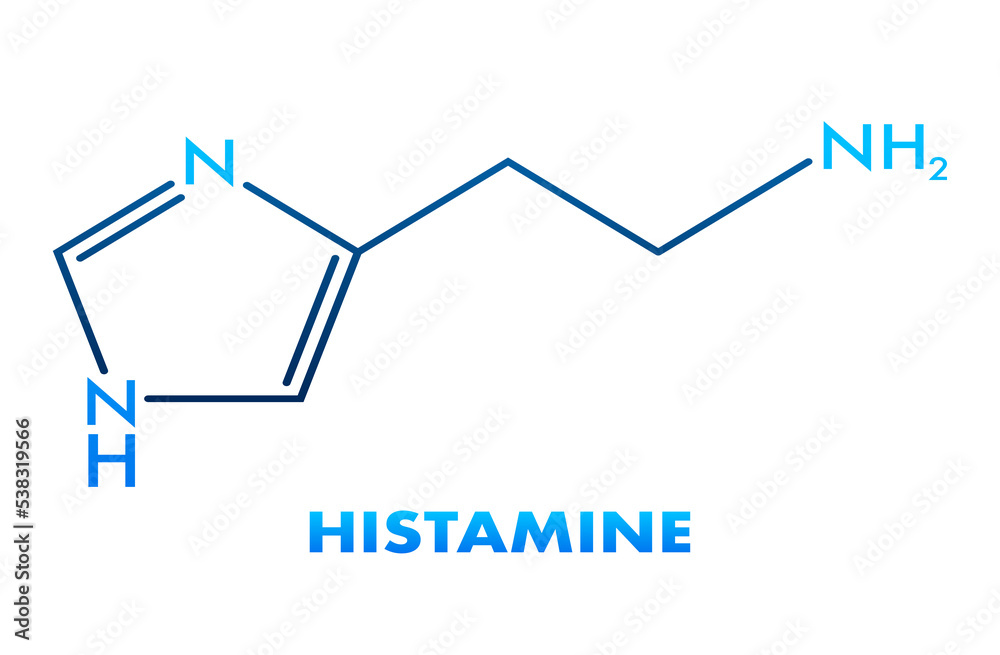 Histamine concept chemical formula icon label, text font vector ...