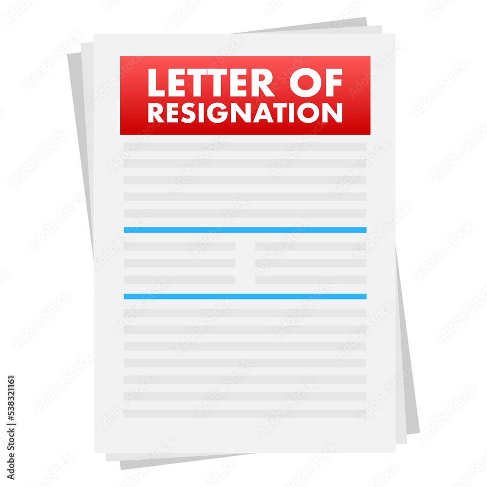letter of resignation paper document, file. Vector stock illustration ...