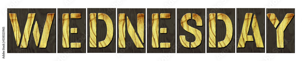 Wednesday. Word from wooden letters. Isolated on white background. Days ...