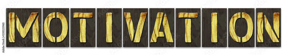 Motivation. Word from wooden letters isolated on white background ...