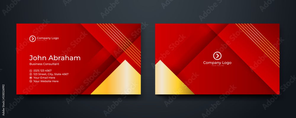 Modern luxury red and gold business card design template. Modern ...
