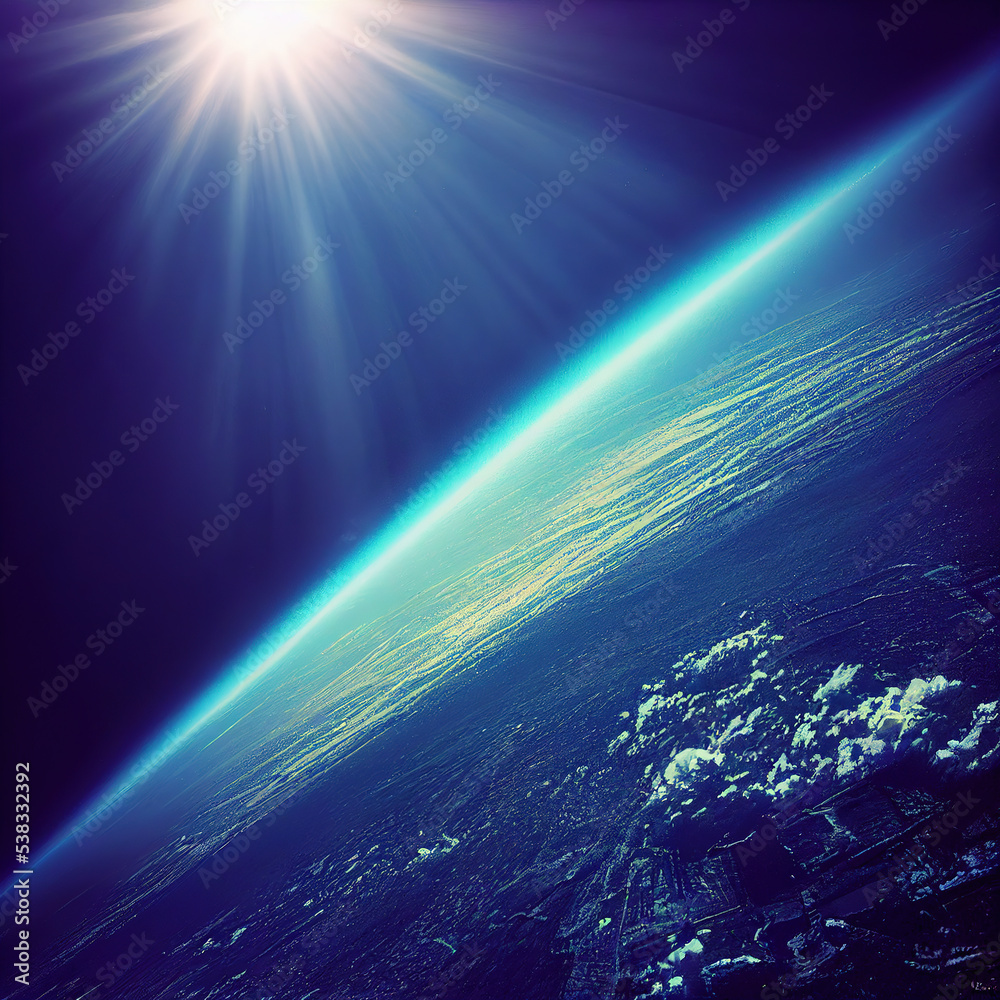 Surface of the Earth globe as seen from space, realistic render showing ...
