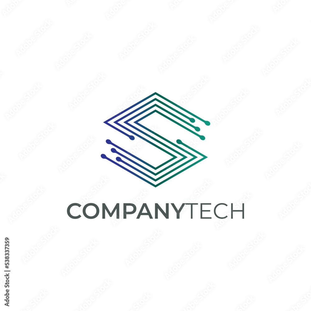 Technology Letter S logo made with lines. simple and modern. Stock ...
