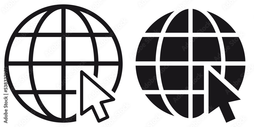 ofvs186 OutlineFilledVectorSign ofvs - globe mouse click cursor vector ...