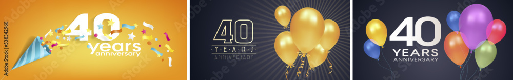 40 years anniversary set of vector icon, logo. Graphic background Stock ...