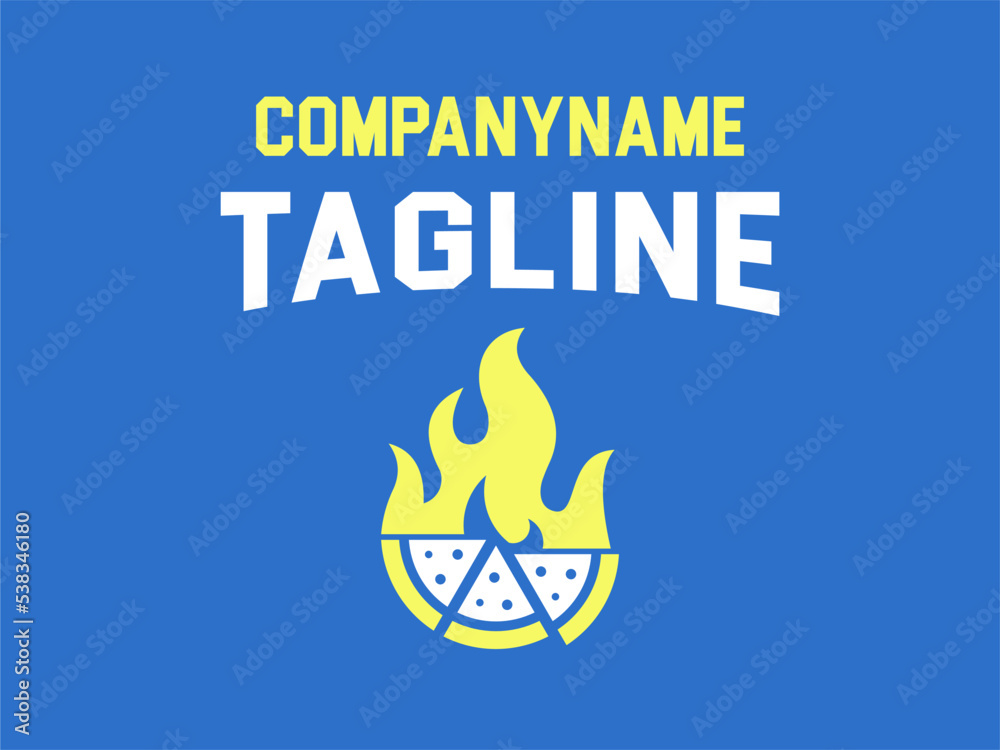 Vintage pizza and fire logo template for restaurant, cafe, brand. Stock ...