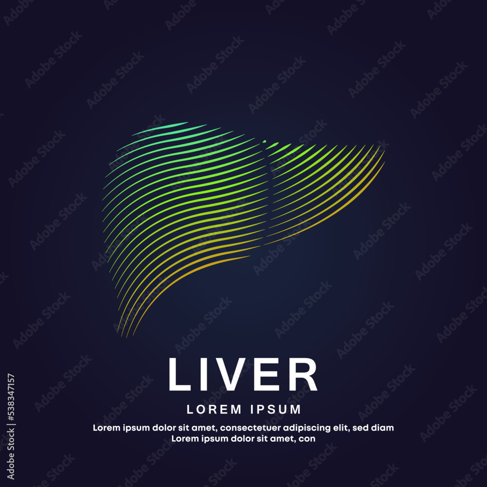 Human liver medical structure. Creative simple line art Vector logo ...