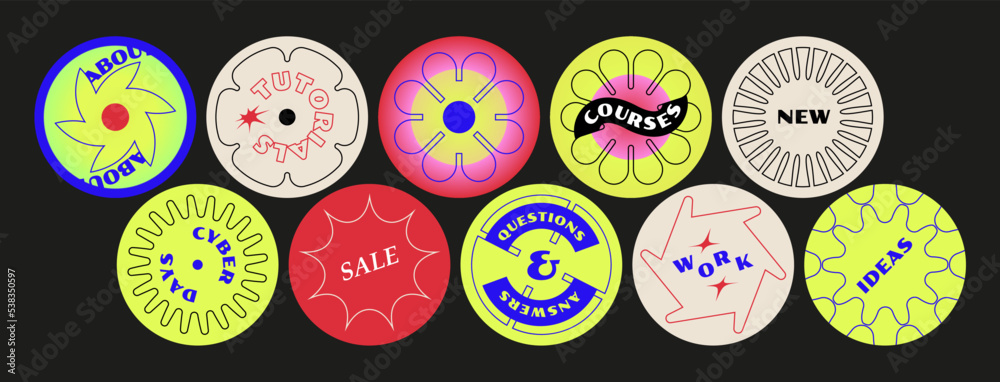 Cover icons for saved stories for social media. Vector set of strict ...