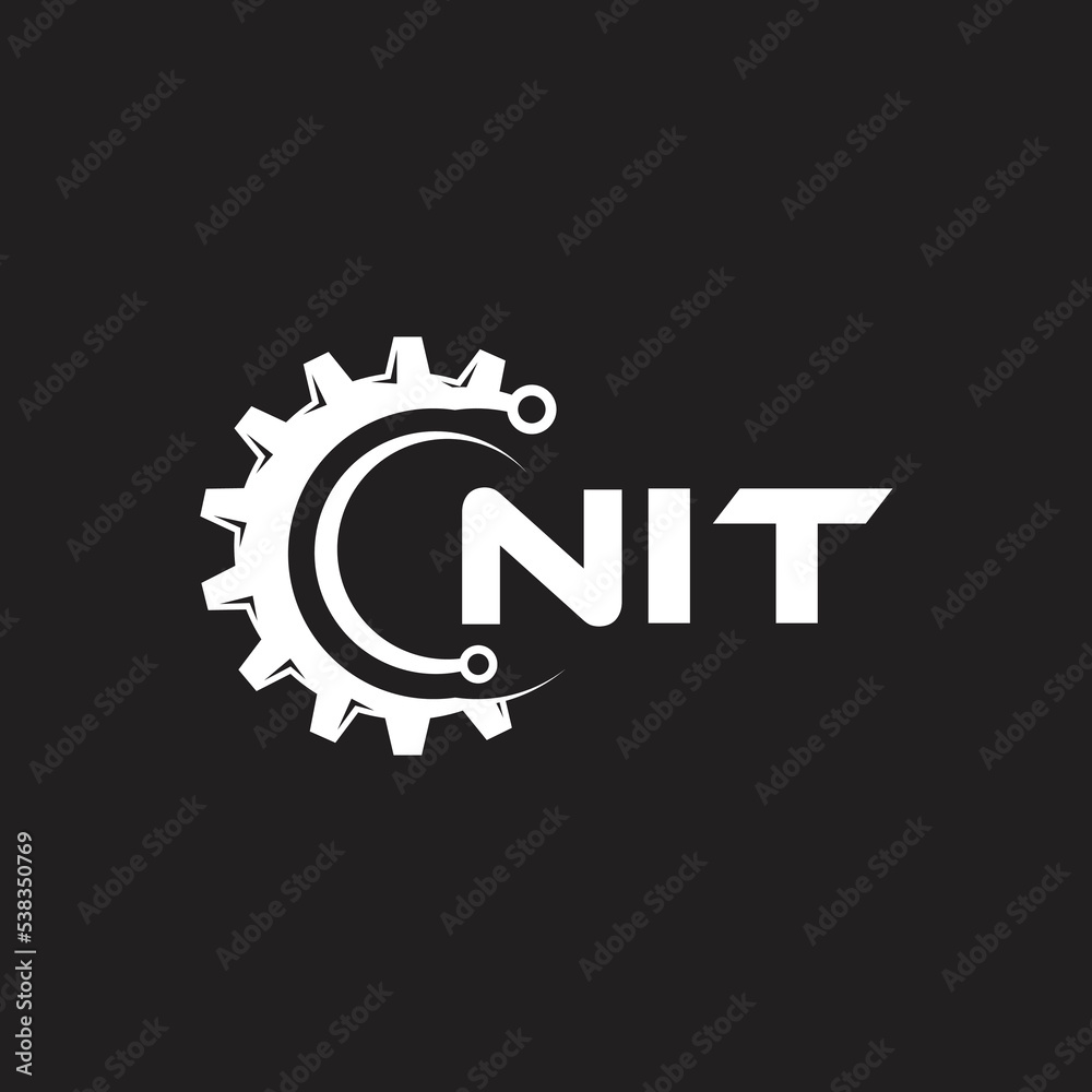 NIT letter technology logo design on black background. NIT creative ...