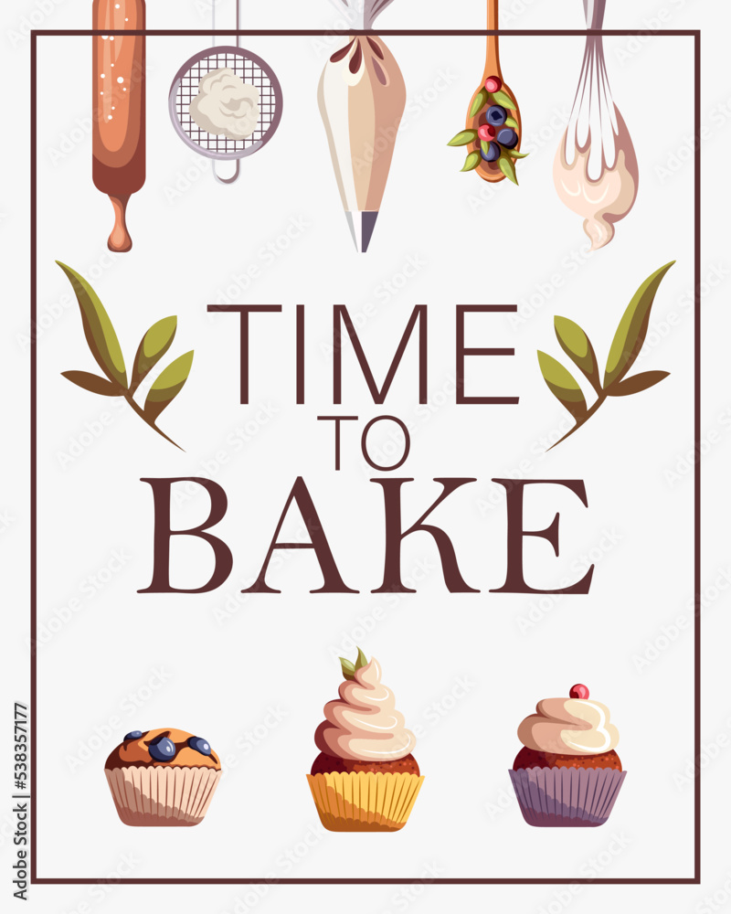 A4 template flyer for bakeries, shops, menu, banners, posters. Vector ...