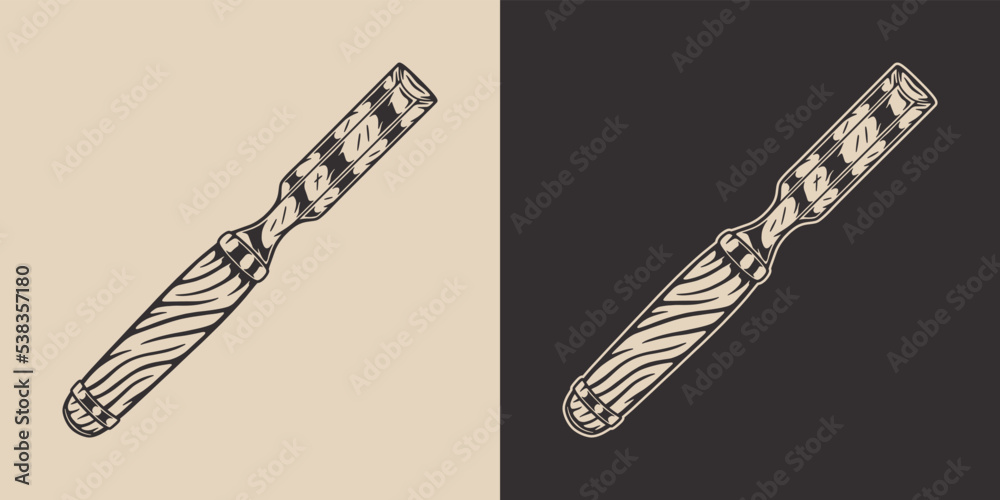 Vintage retro mechanic woodwork chisel. Can be used like emblem, logo ...