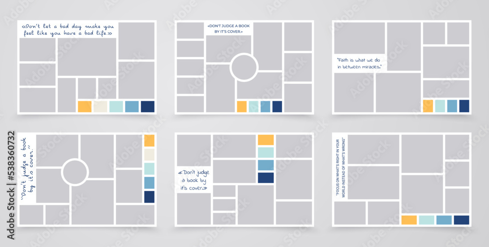 Moodboard template. Collage grids. Mood board background. Set mosaic ...