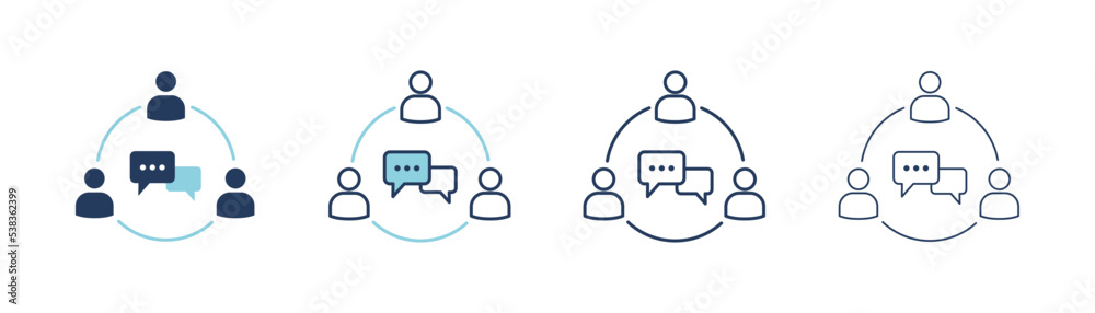 People communication icon. Collaboration vector symbol. Filled and ...