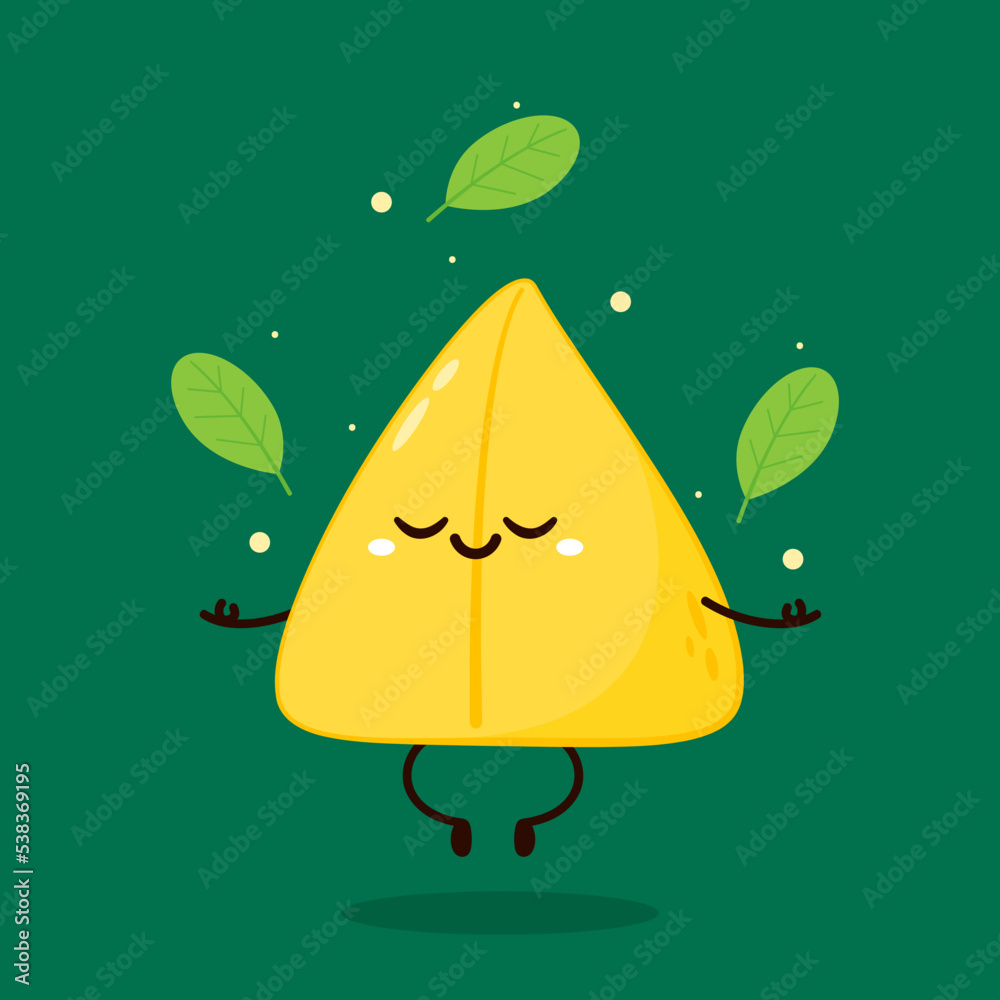 Cute cartoon style Samosa, indian baked savory pastry character. Samosa ...