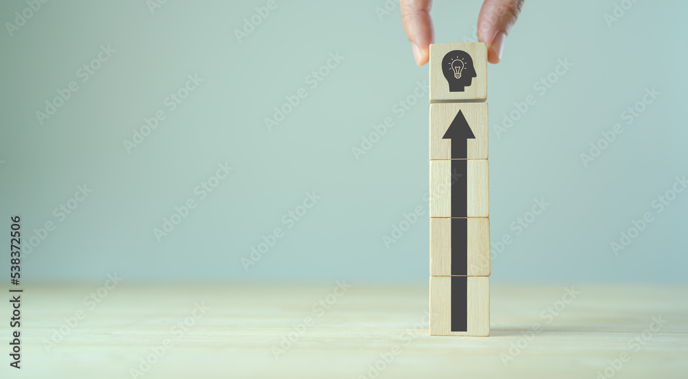 Foto de Developing creative thinking skills concept. New ideas ...