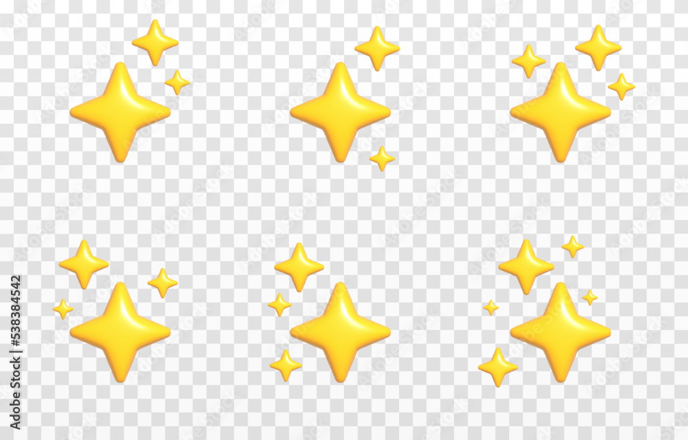 Vector glossy stars on an isolated transparent background. Yellow ...