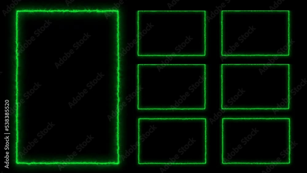 Animated neon frame for captions and captions in emerald green with a ...