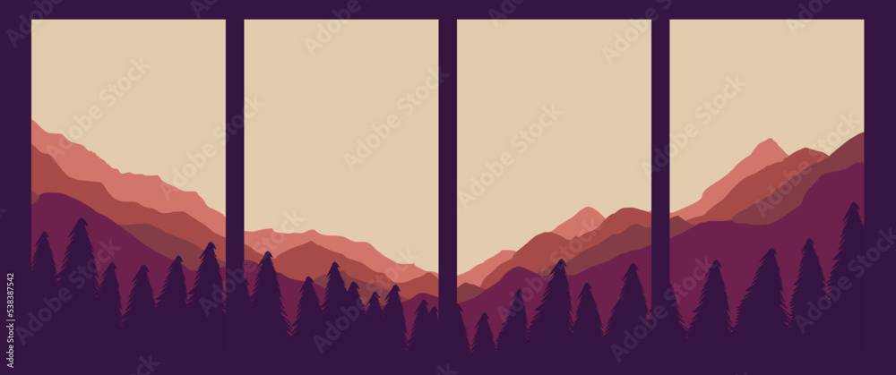 Poster Mountain scenery vector illustration perfect for background ...