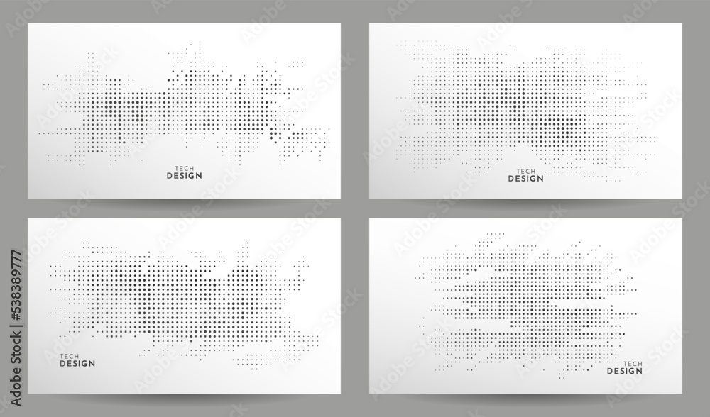 Vector illustration. Set of halftone dots panoramic background. Dotted ...