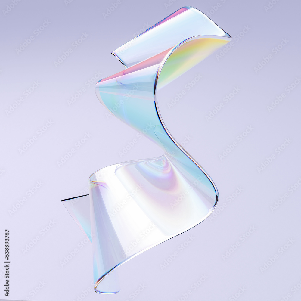 Wavy glass chromatic effect gradient abstract shape 3d rendering Stock ...