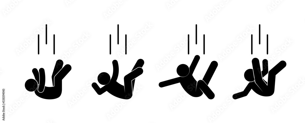 falling people from a height illustration, pose of a fallen person ...