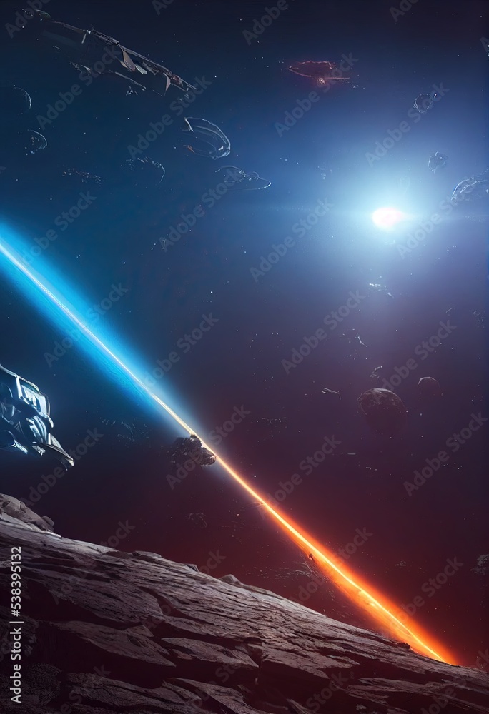 Alien Planet sci-fi outer space vertical wallpaper 3D Illustration with ...