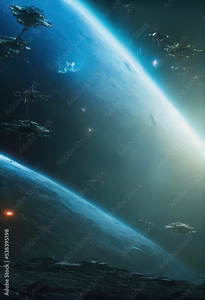 Alien Planet sci-fi outer space vertical wallpaper 3D Illustration with ...