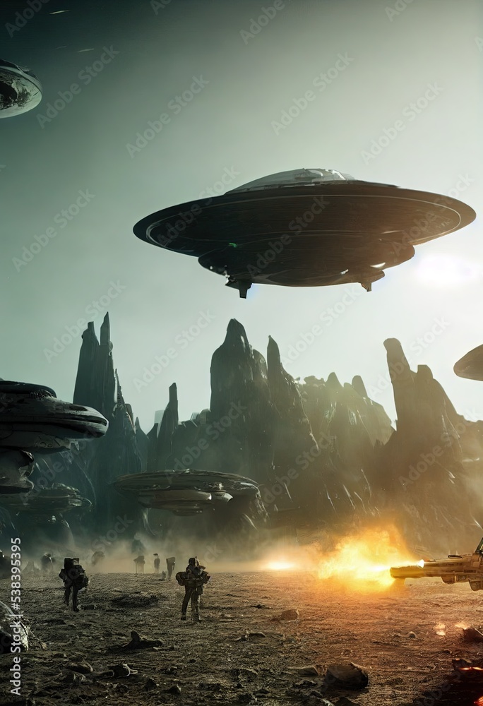 Alien Planet sci-fi outer space vertical wallpaper 3D Illustration with ...