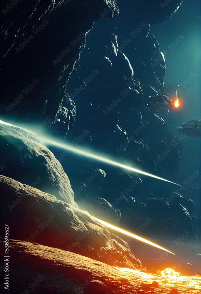 Alien Planet sci-fi outer space vertical wallpaper 3D Illustration with ...