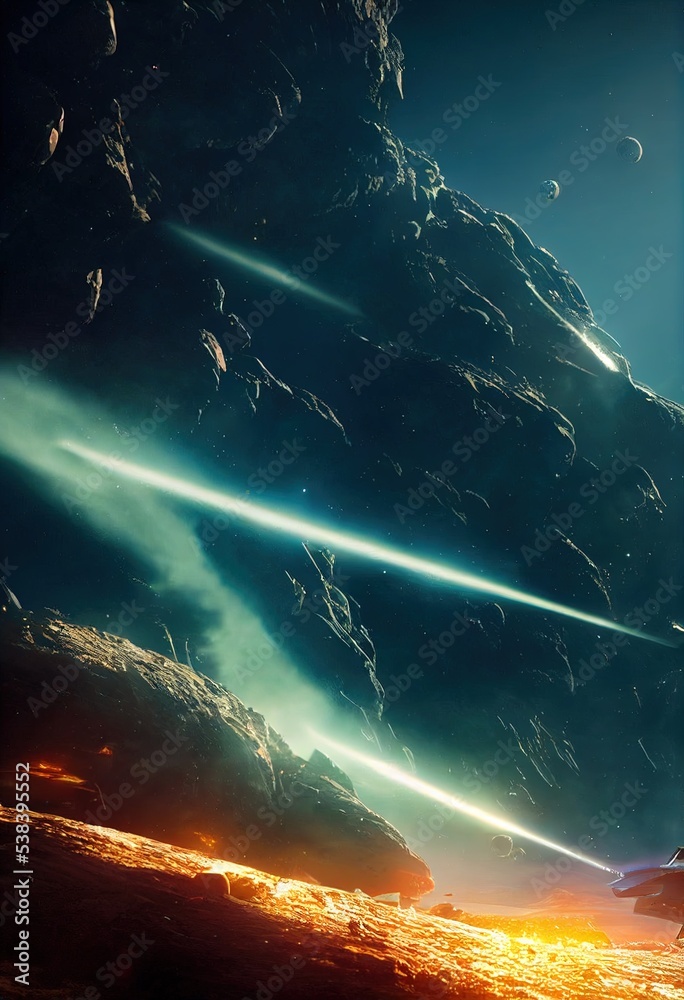 Alien Planet sci-fi outer space vertical wallpaper 3D Illustration with ...