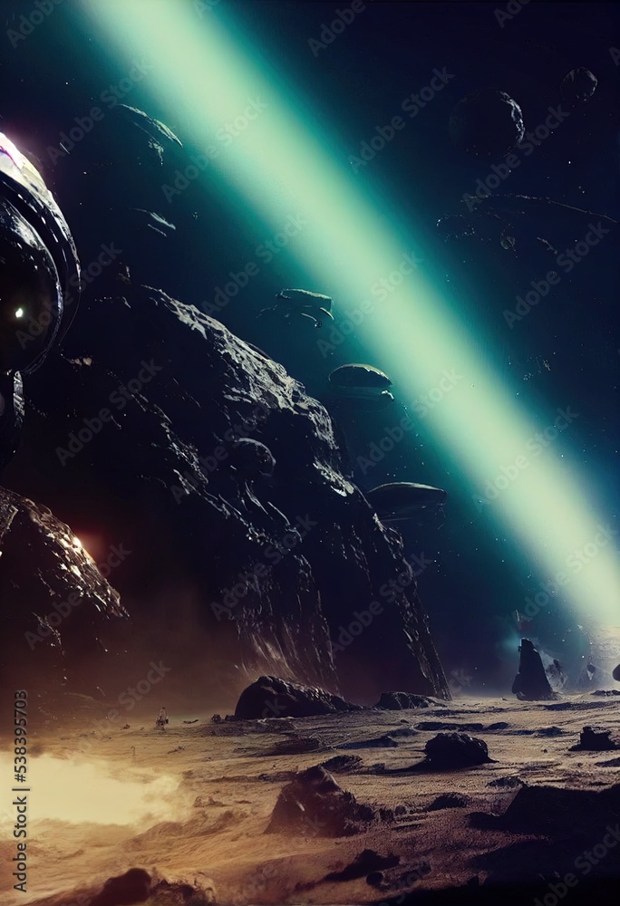 Alien Planet sci-fi outer space vertical wallpaper 3D Illustration with ...