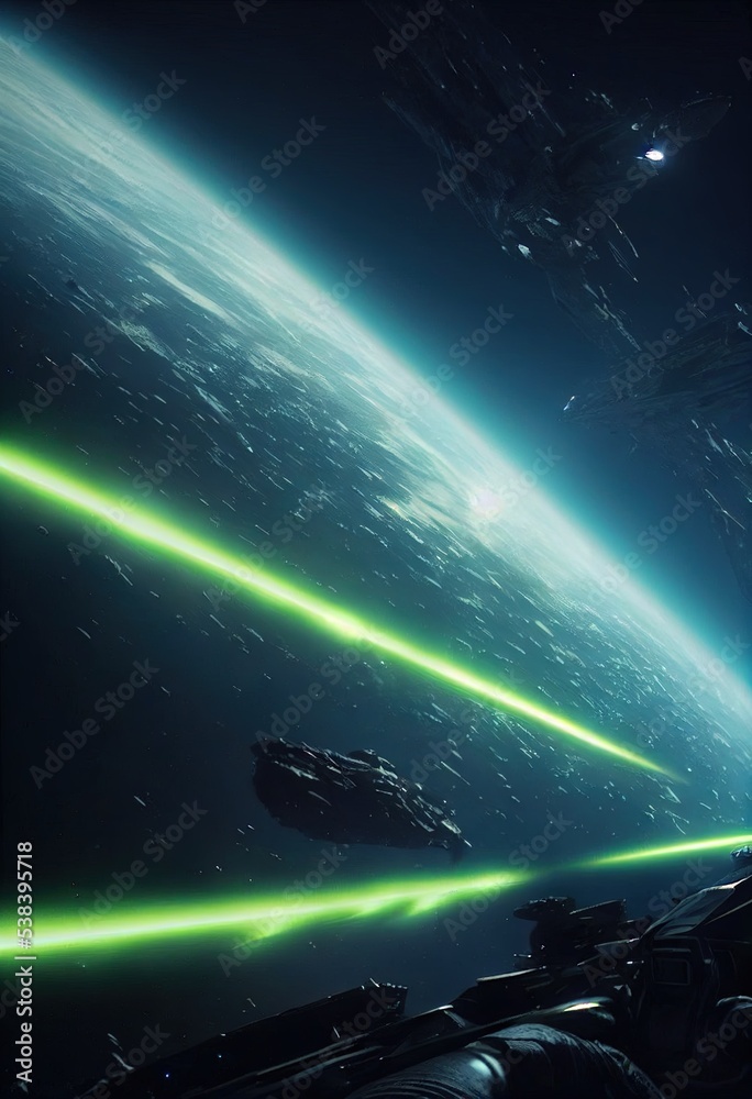 Alien Planet sci-fi outer space vertical wallpaper 3D Illustration with ...