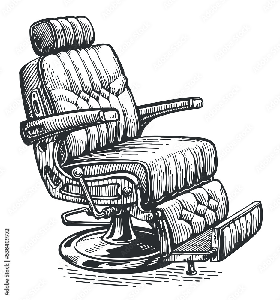 Retro barber chair sketch. Male beauty salon concept. Vector ...