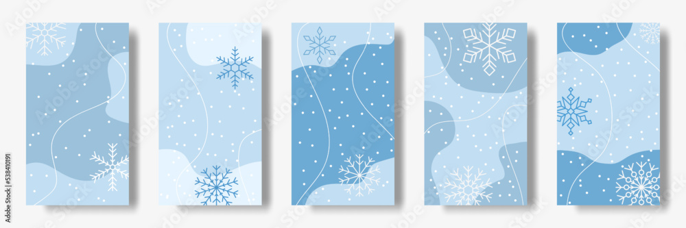 Winter snowflakes story and post design. Fashion show flyers, light ...
