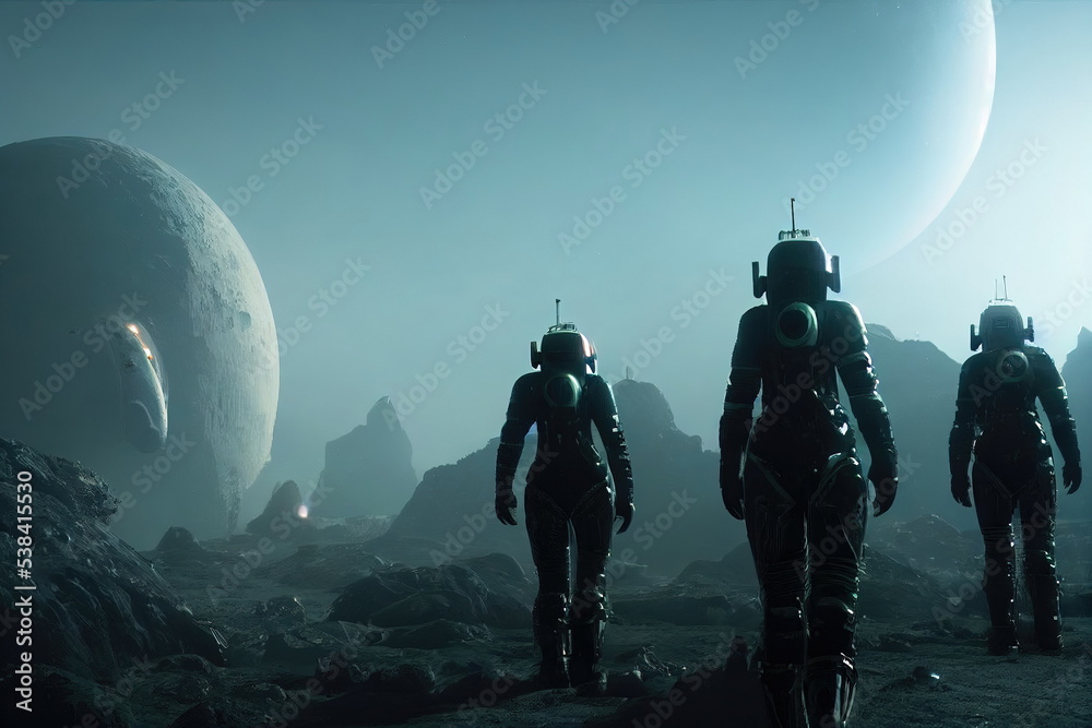 Alien Planet sci-fi outer space encounter wallpaper 3D Illustration ...