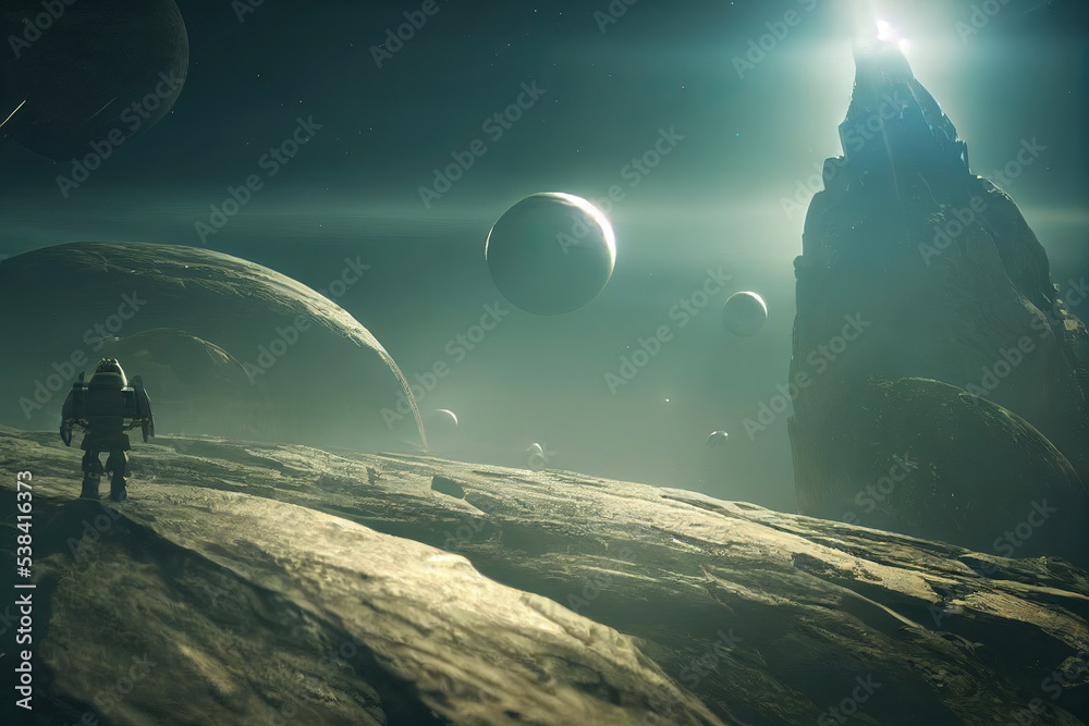 Alien Planet sci-fi outer space encounter wallpaper 3D Illustration ...