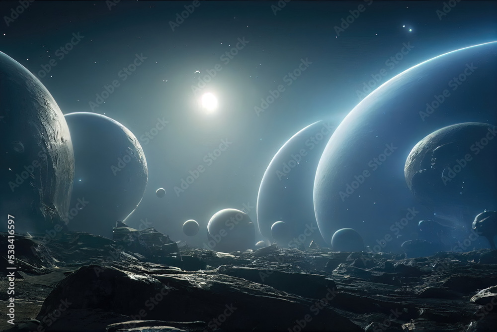 Alien Planet sci-fi outer space encounter wallpaper 3D Illustration ...