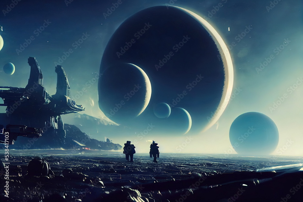 Alien Planet sci-fi outer space encounter wallpaper 3D Illustration ...