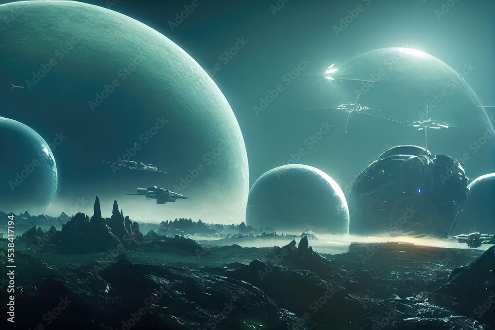 Alien Planet sci-fi outer space encounter wallpaper 3D Illustration ...