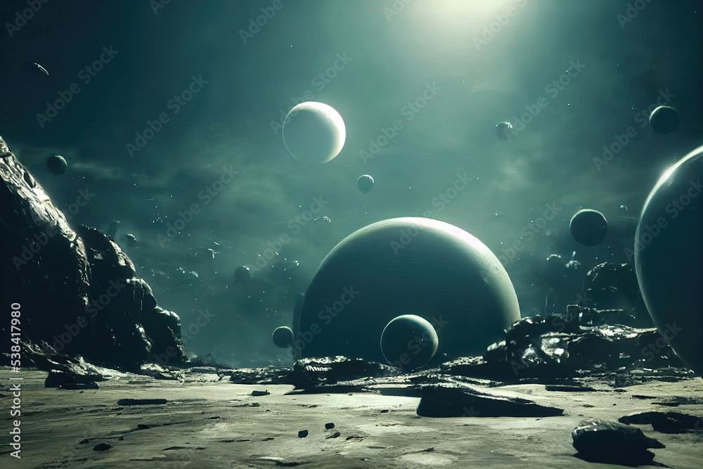 Alien Planet sci-fi outer space encounter wallpaper 3D Illustration ...