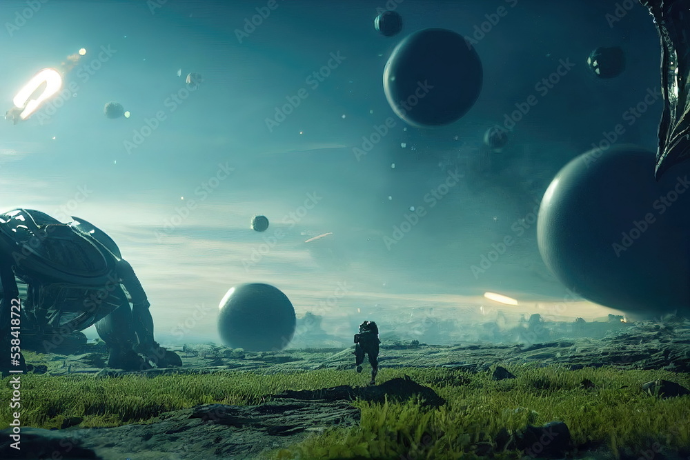 Alien Planet sci-fi outer space encounter wallpaper 3D Illustration ...