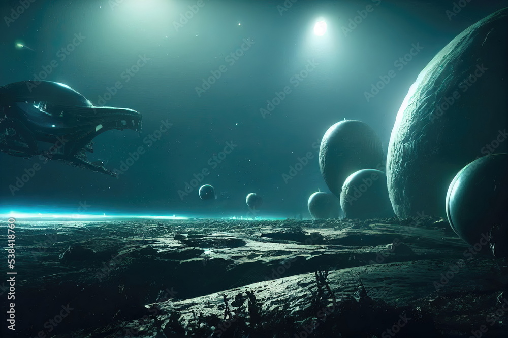 Alien Planet sci-fi outer space encounter wallpaper 3D Illustration ...