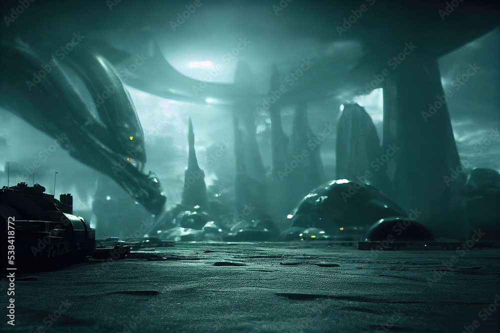 Alien Planet sci-fi outer space encounter wallpaper 3D Illustration ...
