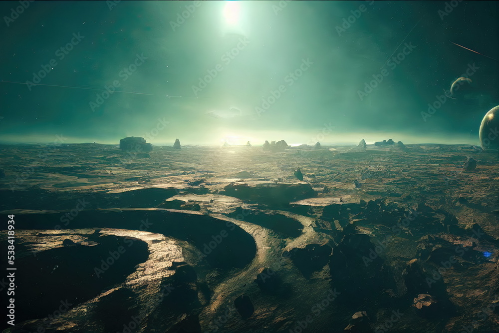 Alien Planet sci-fi outer space encounter wallpaper 3D Illustration ...