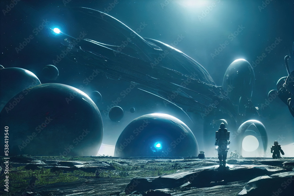 Alien Planet sci-fi outer space encounter wallpaper 3D Illustration ...