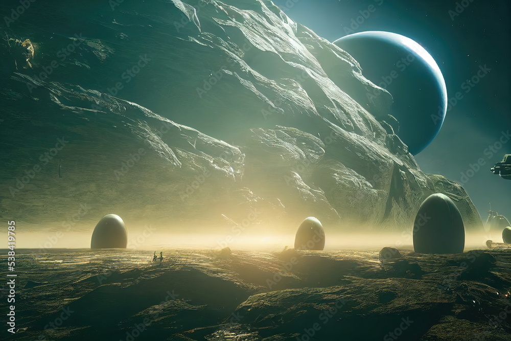 Alien Planet sci-fi outer space encounter wallpaper 3D Illustration ...