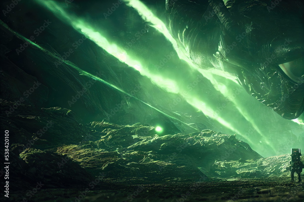 Alien Planet sci-fi outer space encounter wallpaper 3D Illustration ...